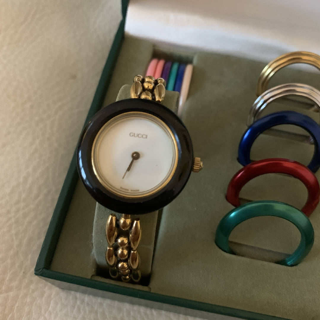 Vintage Gucci 21/200 Ladies Watch Interchangeable Bezel 18k Gold – The ...