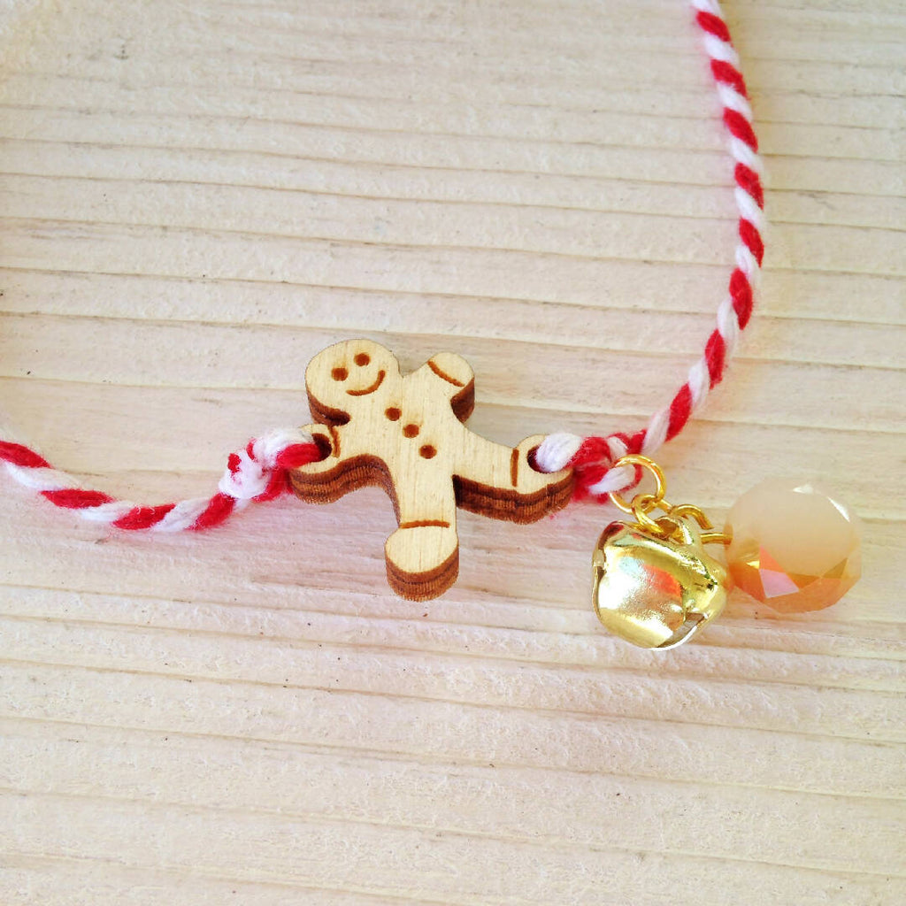 Gingerbread man bracelet with crystal and bell – The Accessory Circle ...